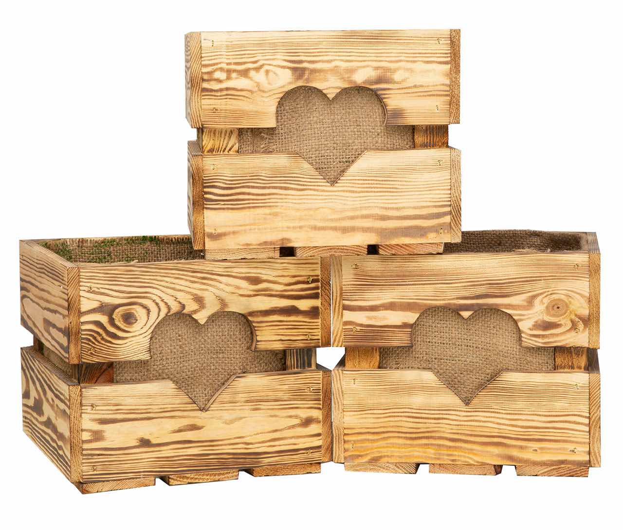 ᐅᐅ Holzkiste als Geschenkkiste mit Herz und Jutesack | Holzkiste