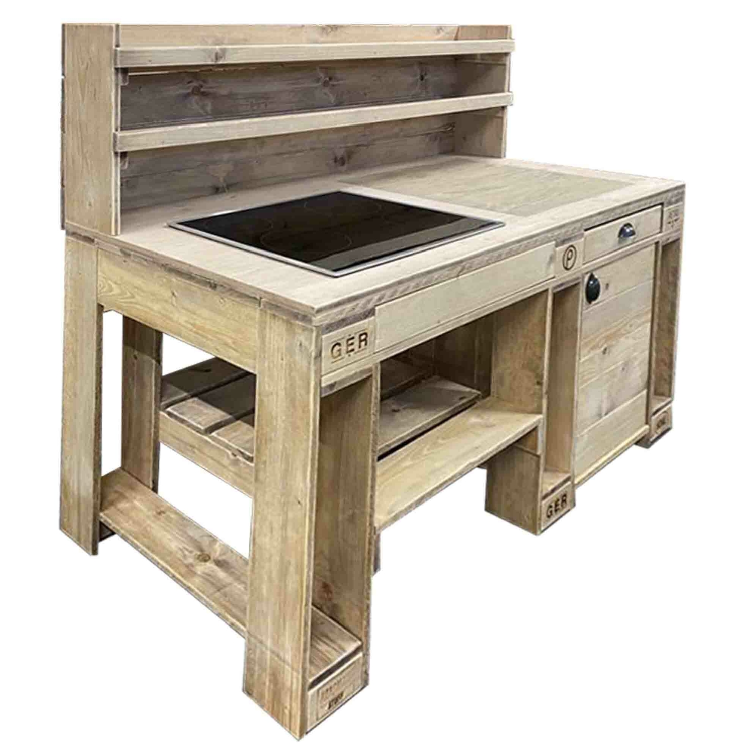 Premium Outdoor Küche aus Paletten mit Kochfeld & Partycooler