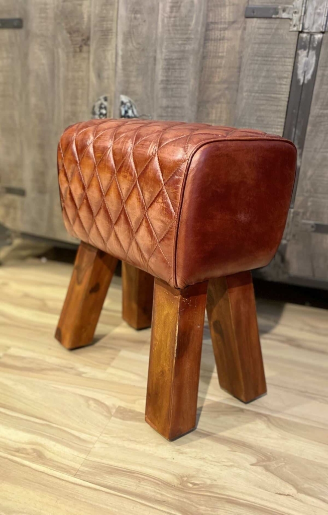 Turnbock - Springbock Cognac Echtleder mit Mangoholz